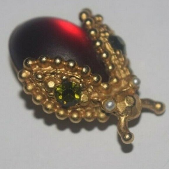 Jewelry | Vintage Ruby Jelly Belly Lady June Bug Mini Brooch Pin ...